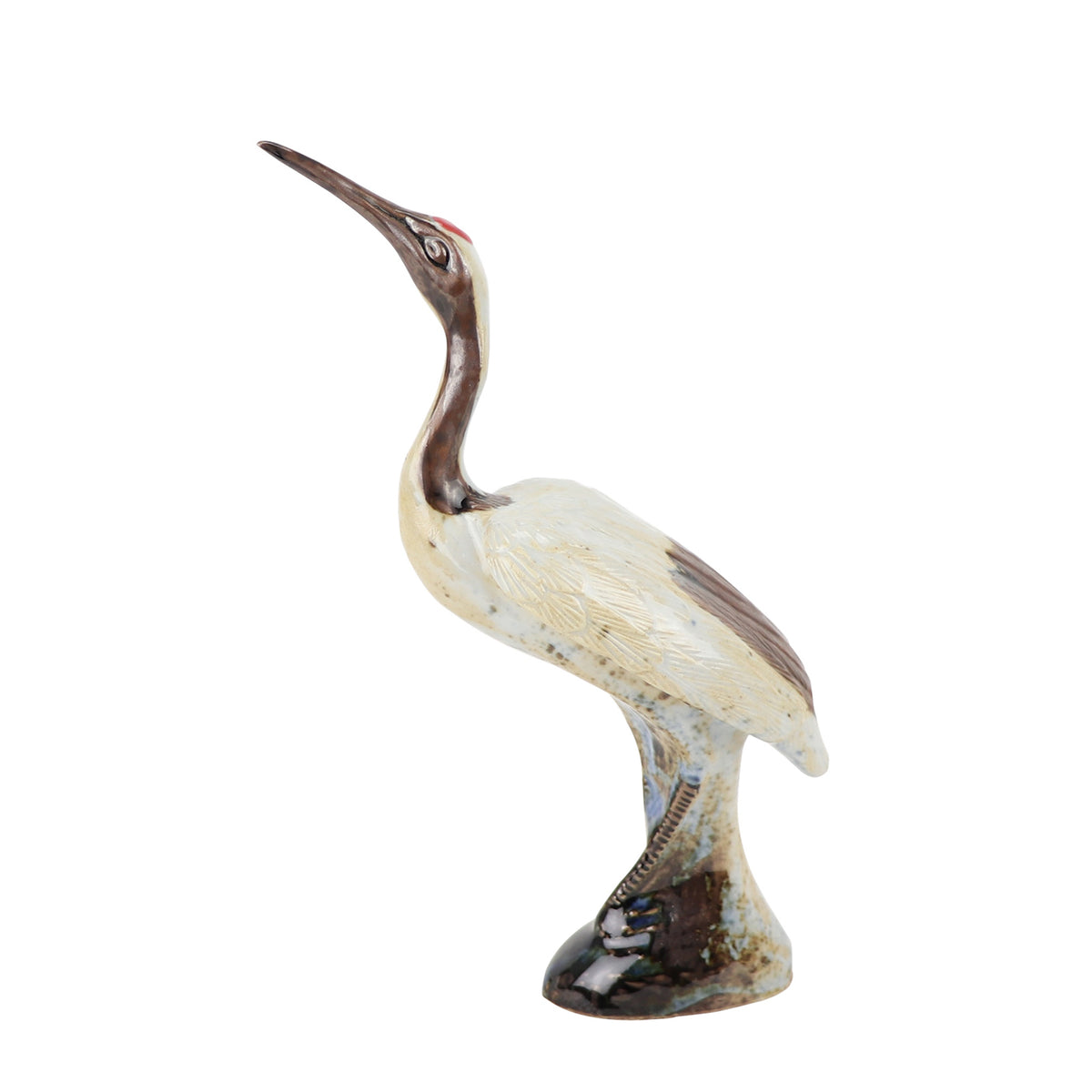 Ceramic Crane Statue Neck Straight — Blue Ocean Traders